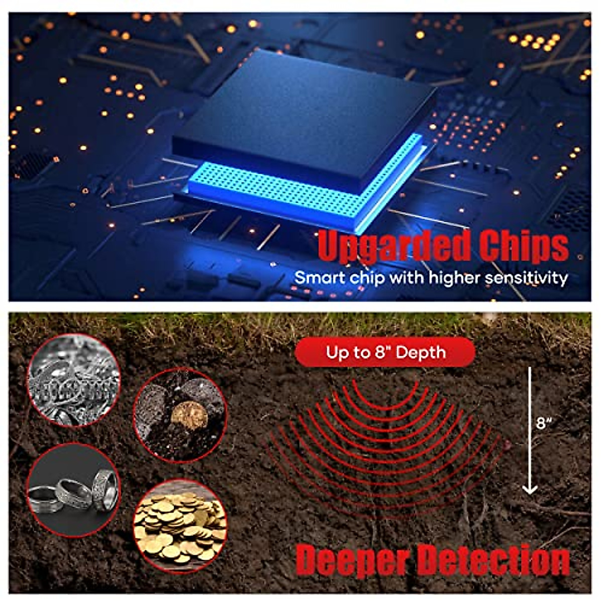 Metal Detector for Adults Professional, NUSICAN IP68 Waterproof 10" Searching Coil ,Ergonomic Design ,Adjustable Stem Detector for Adults and Teens, 4 Detection Modes High Accuracy, with Headphone