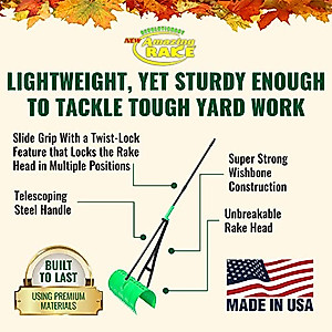 Amazing Rake Back Saving Garden Rake ― Leaf Rakes for Gardening ― Leaf Picker Upper ― Heavy Duty Leaves Claw & Rakes Lawns Garden Tool ― Easy Leaf & Grass Grabber Without Bending Over ― Yellow