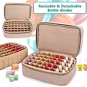 BAFASO Nail Polish Organizer Holds 40 Bottles (15ml - 0.5 fl.oz), Nail Polish Case with Manicure Tools Storage Sections (Patented Design), Pale Rose