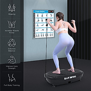 BARWING 4D Vibration Platform, Micro Vibration, Whole Body Workout Machine, Home Training Machine Equipment Balance Trainer with Remote Control Black-Black