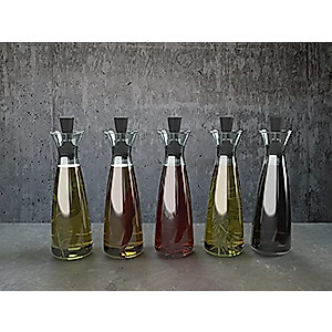 Purelite No Funnel Needed Olive Oil & Vinegar Dispenser Glass Cruet Bottle for Kitchen | Silicone Cap Keeps Oil Fresh Longer | 17 ounce cruet (Clear)