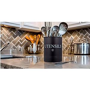Steelware Central Utensil Holder Large Crocks Kitchen (black)