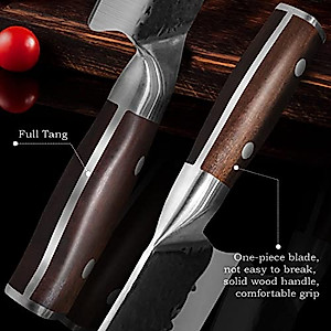 Full Tang 8 Inch Butcher Knife - Professional Hand Forged Heavy Duty Kitchen Chef Knife Meat Cleaver - German High Carbon Stainless Steel Kitchen Chef Knives for Home & Restaurant,Best Gifts