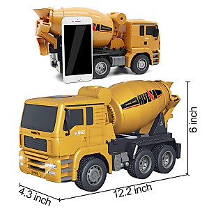 Fistone RC Cement Mixer Truck 6 Channel 1/18 Scale Auto Dumping Construction Vehicle Toy for Kids Boys Age 8 10 12 Years Old