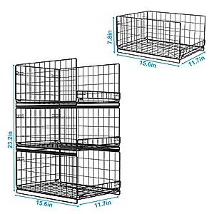 3-tier Sliding Closet Organizers and Drawer Storage Shelves, Stackable Storage Bins for Jean Pants Sweaters, Metal Drawer Shelf Clothes Storage Container, Wardrobe Cupboard Organizer for Folded Clothe