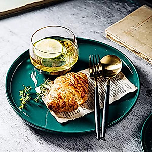 KOWMcp Dinner Plates Green Ceramic Plate Fruit Salad Sushi Dessert Plate Round Serving Tray Decorative Porcelain Tableware Dinner Sets Dishes (Color : 10 inch)
