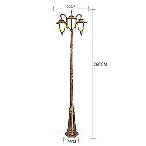 SHABOZ European Patio Light Glass Lantern Column Lamp 3-Lights Household Super Bright High Pole IP55 Thick Lights Outdoor Patio Outdoor Decor Rural Landscape Lantern E26/E27