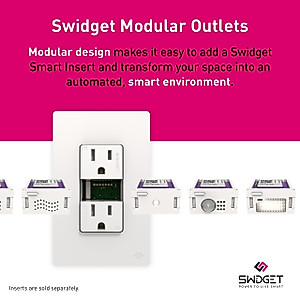 Swidget Customizable Outlet - Add a Wi-Fi or Z-Wave Insert to make it a smart outlet, smart plug, Wi-Fi Plug, Z-Wave Plug. Compatible with Alexa, Google Assistant, IFTTT. 15Amp, Tamper Resistant, ETL