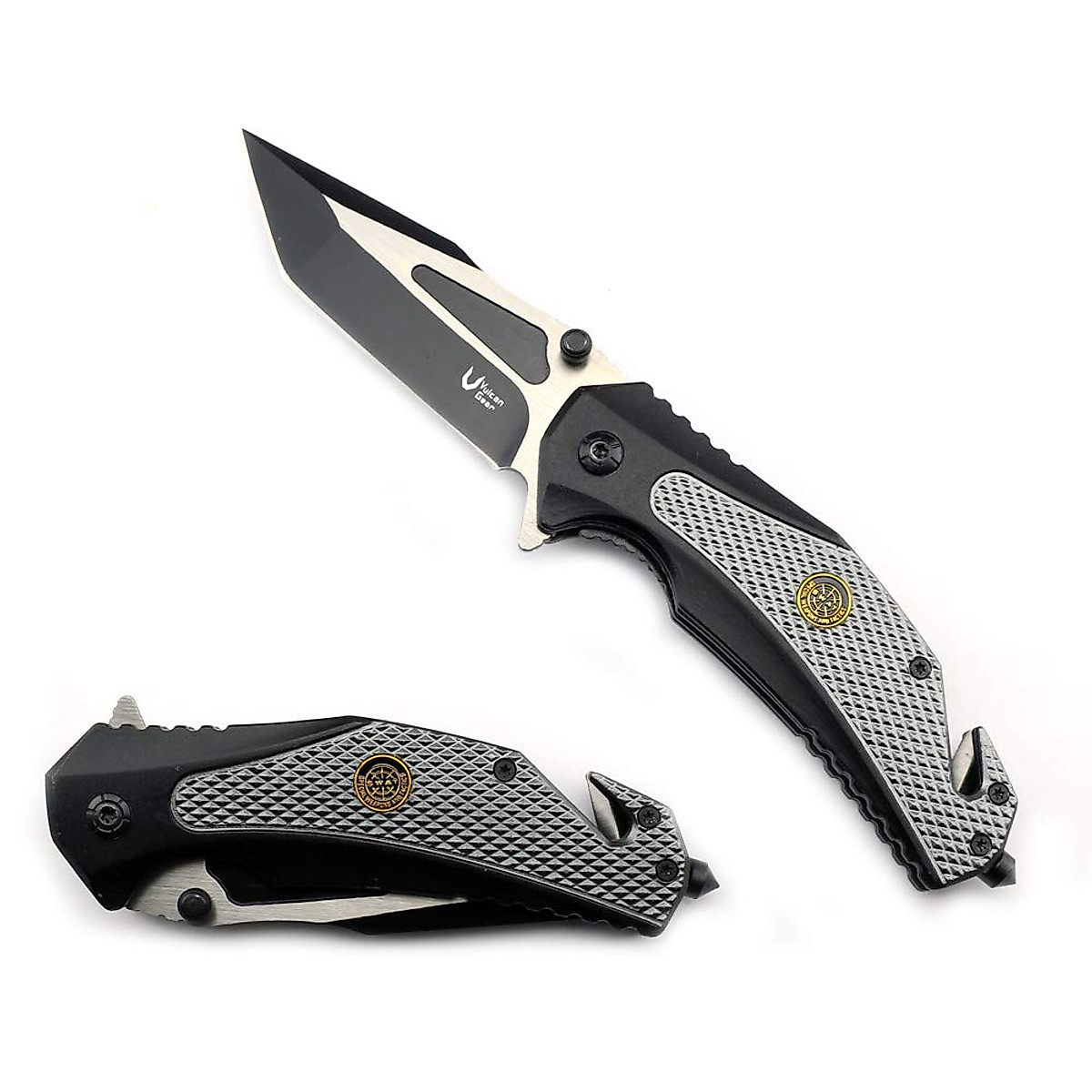 Vulcan Gear Emergency Service Tactical Assisted Open Metal Rescue Folding Knife (Black - S.W.A.T)