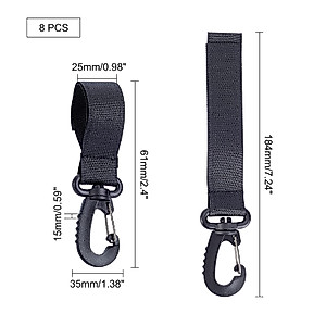 arricraft 4 Pairs Stroller Hooks, Black Stroller Buckle with Magic Taps, 360-degree Rotating, Plastic & Nylon Clasps for Stroller Accessory Shopping Cart Hook Accessories