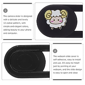 Mobestech Laptop Camera Cover Slide Slim Laptop 12pcs Animal Camera Cover Slide Phone Webcam Slider Camera Cover Webcam Cover Slide for Laptop Privacy Cover Sliding Black PC Stickers Computer Camera