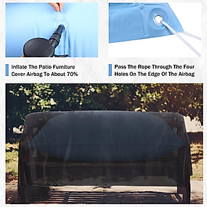 ShinyRelief 7 x 4 ft Rectangle Airbag Extra Large Patio Furniture Cover Airbag Reusable Weather Resistant Picnic Table Airbag with Ropes and Patches for Outdoor Furniture