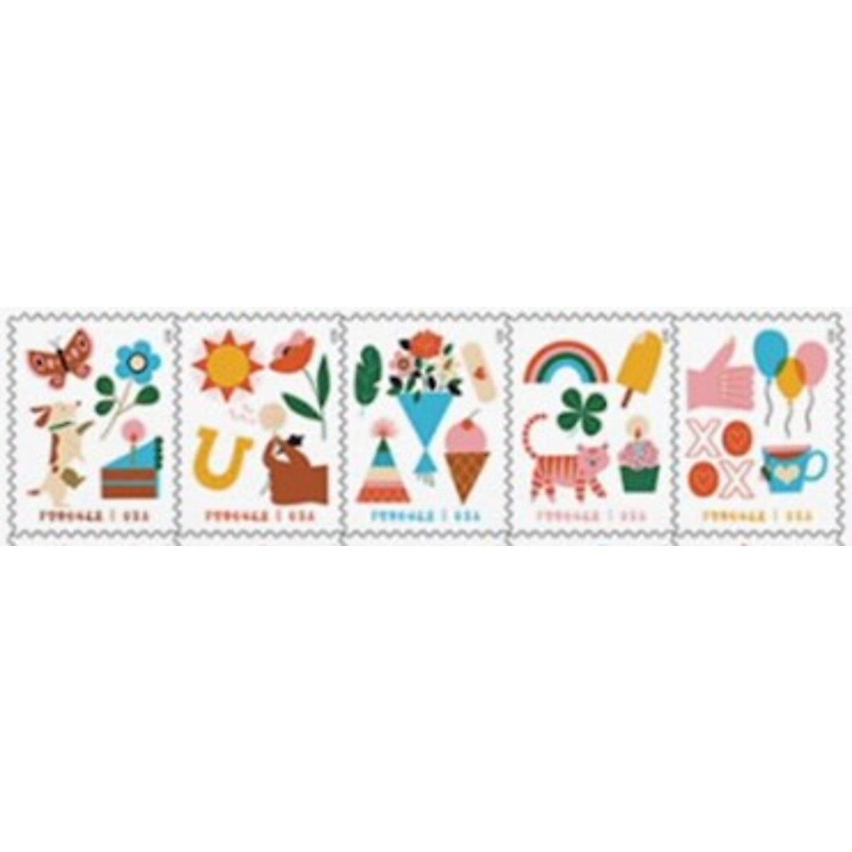 Thinking of You (2 Sheets of 20) First-Class Mail Forever Postage Stamps 2023 Scott 5803-5807