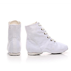 missfiona Jazz Shoes for Woman Canvas Dance Boots Split Sole Ballroom Dancing Flat(9, White)