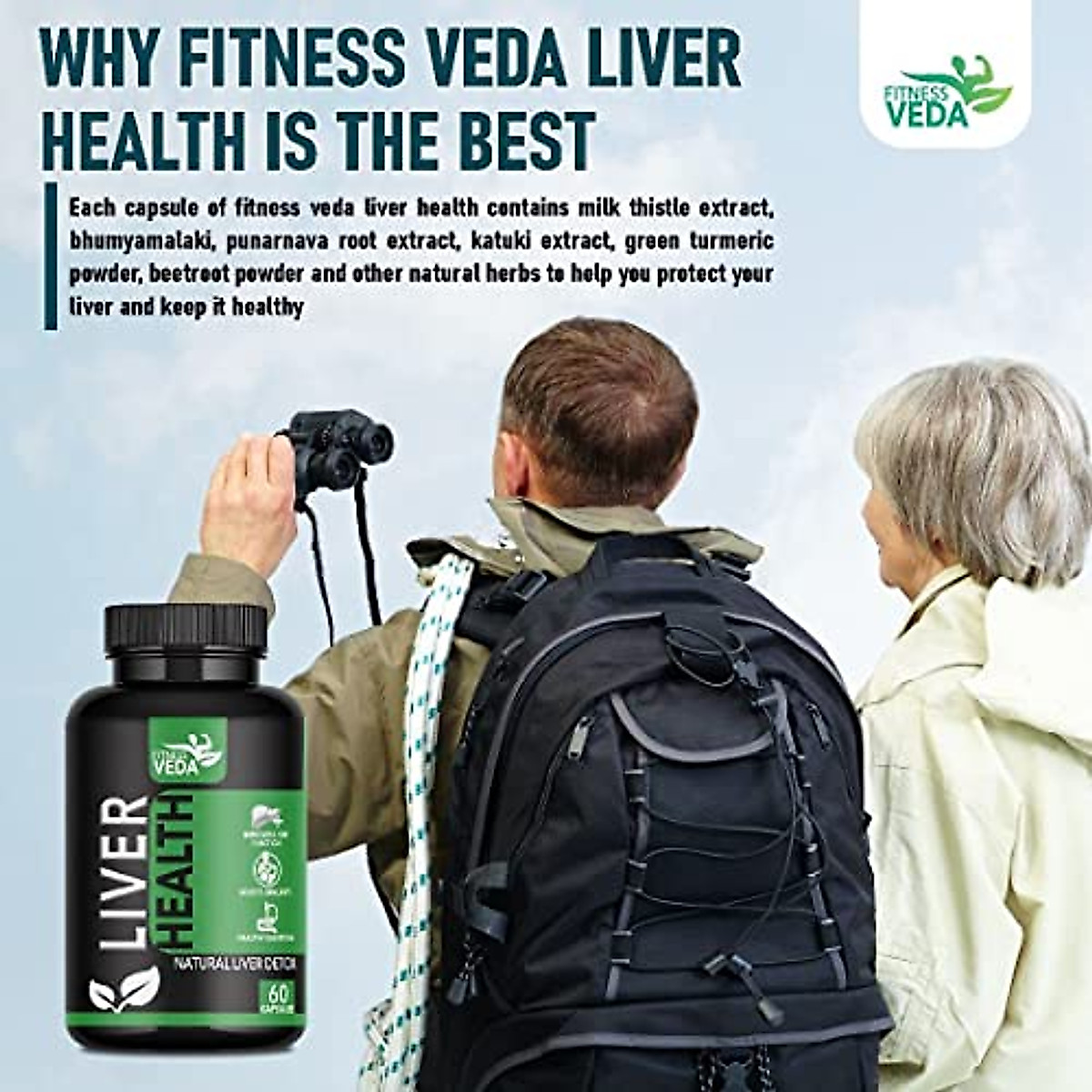 FITNESSVEDA Fitness Veda Liver Health Supplement Capsules with Milk Thistle Extract - Ayurvedic Medicine for Fatty Liver, Ayurvedic Liver Detox Capsule for Men and Women
