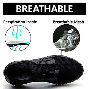 SUADEX Steel Toe Shoes Men Women Indestructible Work Safety Shoes Working Industrial Construction Sneakers Pure Black