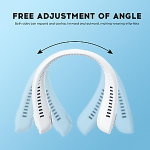 AnNido Portable Neck Fan - 3 Speed Rechargeable Neck Fan, Adjustable Personal Neck Fan For Women & Men Modern Design, Great Cooling Fan For Travel, Outdoors & Sports