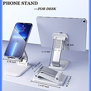 2-Pack Foldable Cell Phone Stand for Desk, Portable Height Angle Adjustable Phone Holder iPhone Stand with Storage Bag, Desktop Phone Cradle Mount Dock for Smartphone iPad Tablet