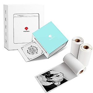 Phomemo Printer M02 Mini Pocket Portable Sticker Printer with 4 Label Paper, Bluetooth Wireless Tiny Handy Labeler, Smartphone Mobile Photo Picture Thermal Label Maker Compatible with Android iOS