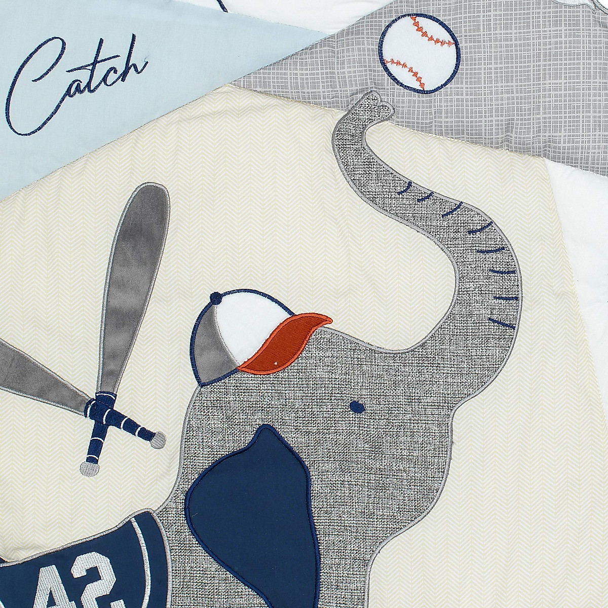 Lambs & Ivy Hall of Fame Sports Animals 5-Piece Crib Bedding Set - Gray/Blue