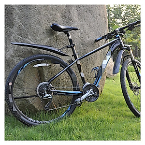 Bike Fender, Portable Bicycle Mudguard,Portable Adjustable Mountain Bike Front and Rear Mud Guard Fenders set, Bike Mudguard Set Fender E-Bike 26 27.5 29 Mountain Bicycle TPE Widen Lengthen Front Rear