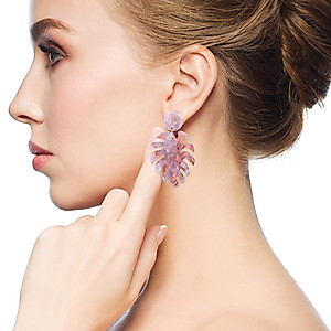 Duufin 20 Pairs Acrylic Earrings Statement Earrings Resin Drop Dangle Mottled Acrylic Hoop Earrings Polygonal Bohemian Earrings Fashion Jewelry Earrings for Women