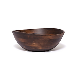 Lipper International Walnut Matte Bowl w/Wavy Rim 13" with Pair of 12" Salad Servers
