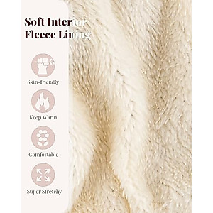 Alepo Womens Winter Beanie Hat, Warm Fleece Lined Knitted Soft Ski Cuff Cap with Pom Pom(Black)