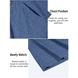 MAGCOMSEN Summer Casual Shirts for Men Henley Shirts Long Sleeve Button Down Shirts Work Henley Shirts with Pocket Blue Grey,XL