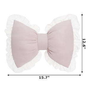 WLLYXUS Cute Bow Shaped Pillows Bow Lace Pillow Lumbar Pillow Home Decorative Bowknot Throw Pillow Cushion for Sofa Couch Bed Living Room Bedroom (White)