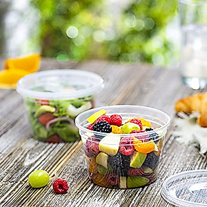 Elegant Disposables 16 OZ - 24 Sets Plastic Deli Food Storage Containers with Airtight Flexible Lids Microwavable, Leak Free, Washable, Freezer Safe.