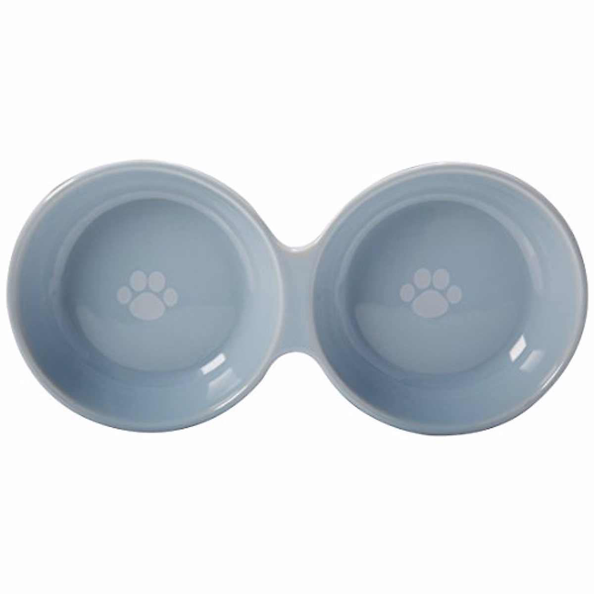 PetRageous 91431 Wubbys Duo Diner Stoneware Bowl 10-Inch Wide and 1.5-Inch Tall Bowl with 1-Cup Capacity Each Bowl and Dishwasher and Microwave Safe for Extra Small Dogs and Cats, Blue