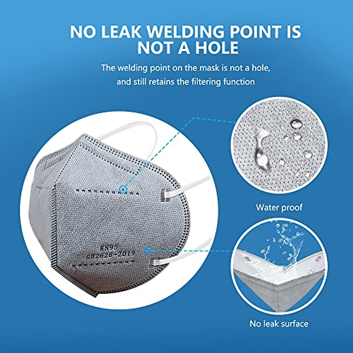 akgk KN95 Face Mask, Breathable Protection Masks, 5-Ply KN95 Multicolor Masks, Cup Dust Safety Masks 50 PCS(Black, White, Grey, Purple, Navy Blue)