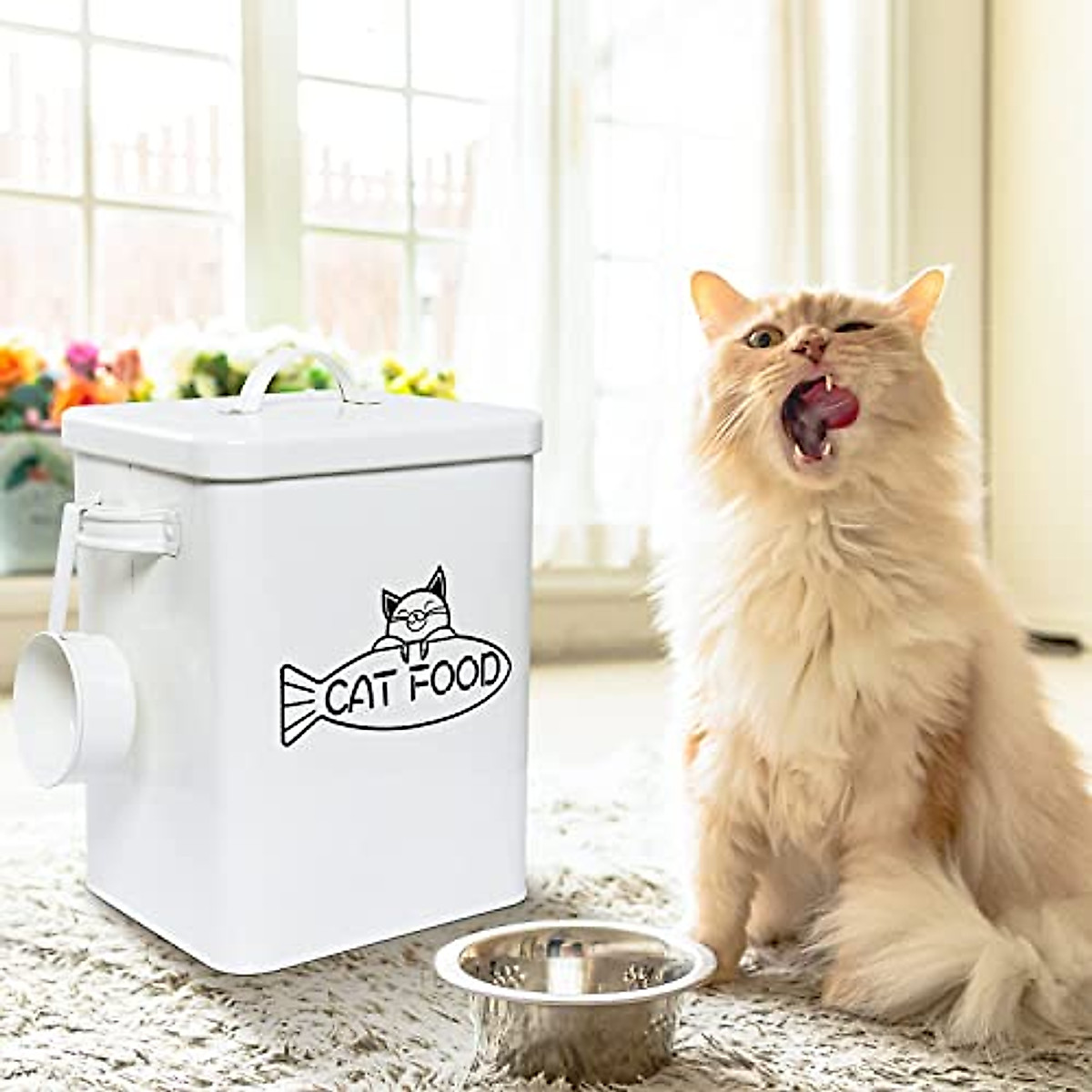 Vumdua Dog and Cat Food Storage Container, Farmhouse Pet Food Storage Containers with Lid and Dry Food Scoop, Durable Airtight Cat Food Container, Great Gift for Pet Owners