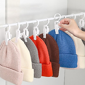 ulafbwur Burr-Free Hat Clip Hat Clip for Clothing 2pcs Hat Clip Windproof Anti-Slip Clothing Drying Hanger Hooks Rotating Clothespin for Hats Towels Socks White