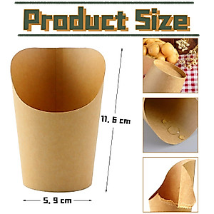 GothaBach 100 Pack 14oz Disposable Brown French Fries Cup Paper French Fries Cup Holder for Frozen Dessert Supplies Baking Cakes Popcorn Ice Cream Snacks Kraft Paper Cups Holder (14 oz)