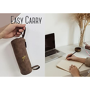 Personalized Leather Pencil Pouch, Zip Pouch, Leather Pouch with Initial, Marker Pouch, Makeup Bag, Leather Pencil Case, Gifts for Women, Coworker, Daughter, Friends, Monogram Initial Letter A