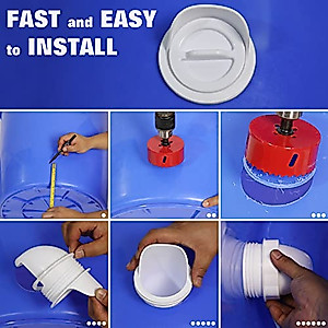 DIY No Waste Chicken Feeder Kit,8 Ports with Rodent Proof Covers,Automatic Poultry Feeder for Barrel Bucket Bin Tub,Feeding Chicken Ducks,BPA Free