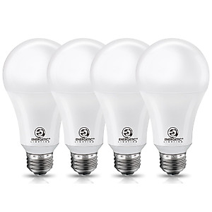 Energetic Lighting Super Bright 50/100/150W 3-Way A21 LED Light Bulb, 800/1600/2200 Lumens, 5000K Daylight, Non-dimmable, E26 Base, UL Listed, 4-Pack