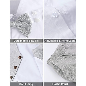 A&J DESIGN Toddler Suit for Boys Gentleman Wedding Church Photoshoot Formal Ring Bearer Outfit Dress Clothes Set Light Gray 2-3T