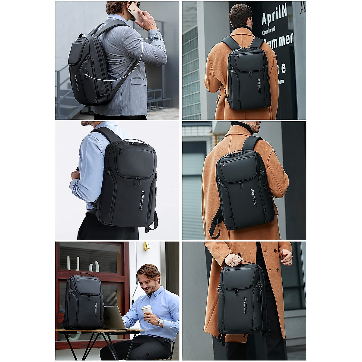 FENRUIEN Laptop Backpack for Men, 15.6 Inch Computer Anti-theft Waterproof Backpack with USB Charging Port and YKK Double Zippers, Business Mens Backpacks for Work Office School Travel