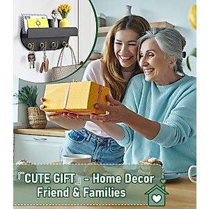 buways Key Holder Wall Mount,Key Holder for Wall Decorative Key and Mail Holder with Shelf,Modern Key Rack for Home Wall Decor for Apartment Office Entryway Front Door Living Room (Stylish Black)