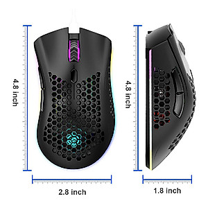 Lightweight Gaming Mouse,Rechargeable Wireless Gaming Mouse with USB Receiver RGB Backlight Computer Mouse for Laptop PC