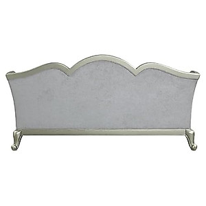 Acme Qunsia Sofa with 5 Pillows in Light Gray Fabric and Champagne