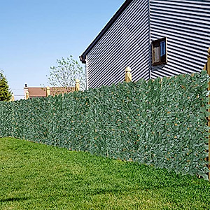Boshen 1Pcs 118 x 39 Inch Artificial Faux Ivy Privacy Fence Outdoor Ivy Leaf Fence Privacy Screen Faux Greenery Decorative Privacy Panels Vine Leaf Decoration for Garden Porch Patio Balcony
