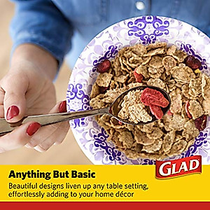 Glad Paper Bowls With Purple Victorian Design, 20Count | Disposable Paper Bowls for Parties & Picnics In Victorian Print | Microwave Safe Disposable Purple & White Bowls