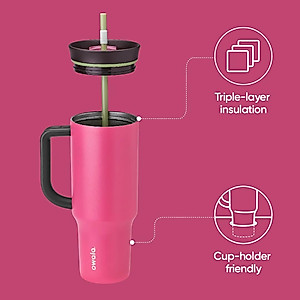 Owala Stainless Steel Triple Layer Insulated Travel Tumbler with Spill Resistant Lid, Straw & 2-in-1 Cleaner Brush