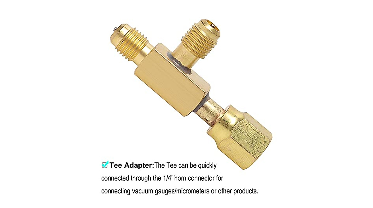 Gekufa 1/4" HAVC Tee Adapter & Quick Coupler for Vacuum Pumps