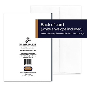 2MyHero - US Marine Corps - Military Happy Birthday Greeting Card With Envelope - 5" x 7" - Celebration Cake