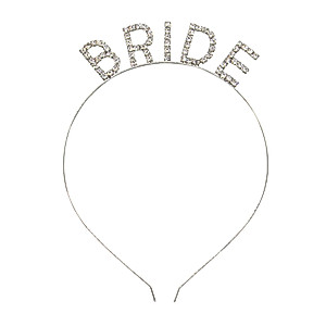 AUEAR, Rhinestone Bride Headband Elegant Bride Crown Bachelorette Party Headbands (Silver)